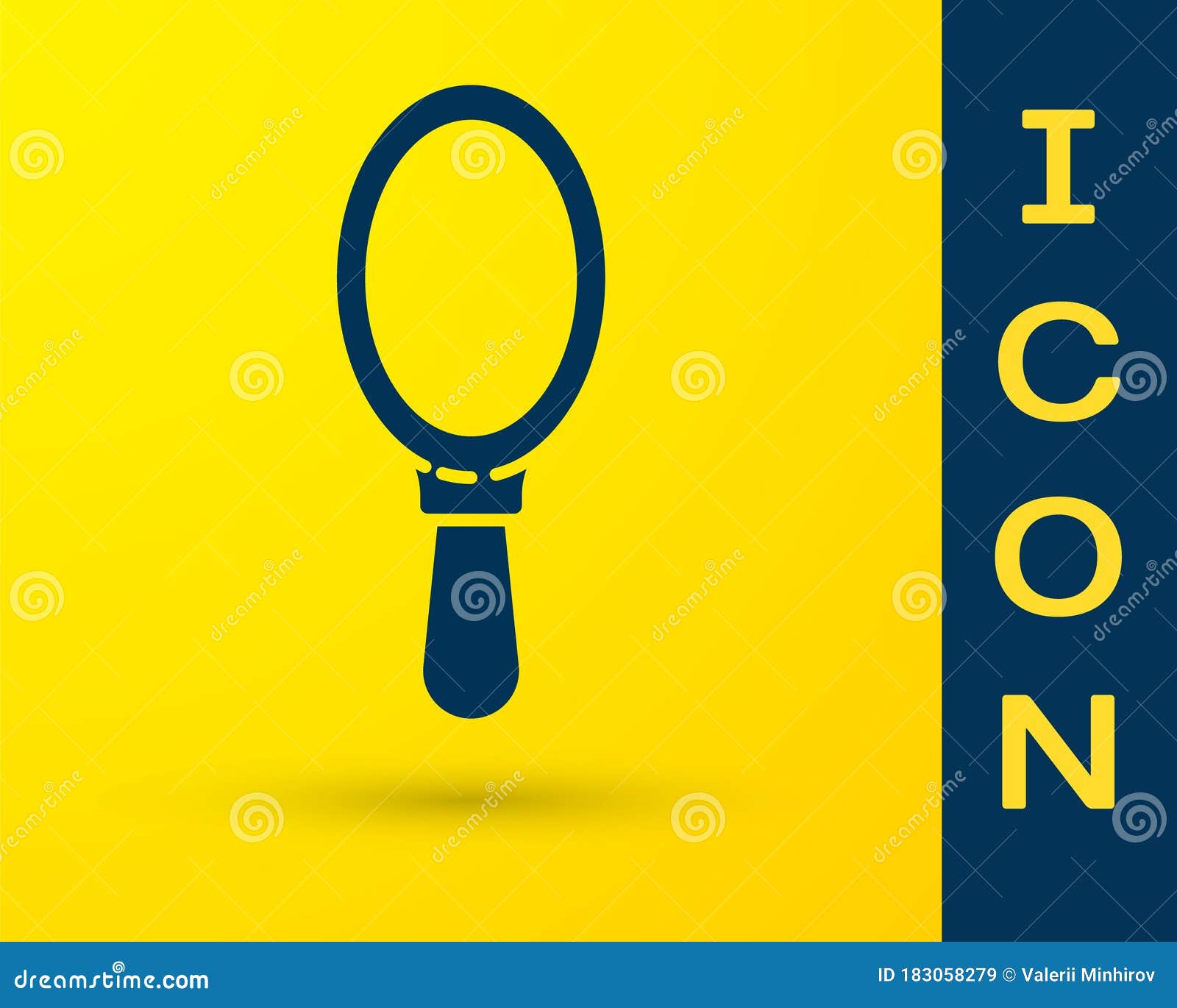 Blue Hand Mirror Icon Isolated on Yellow Background. Vector Stock ...