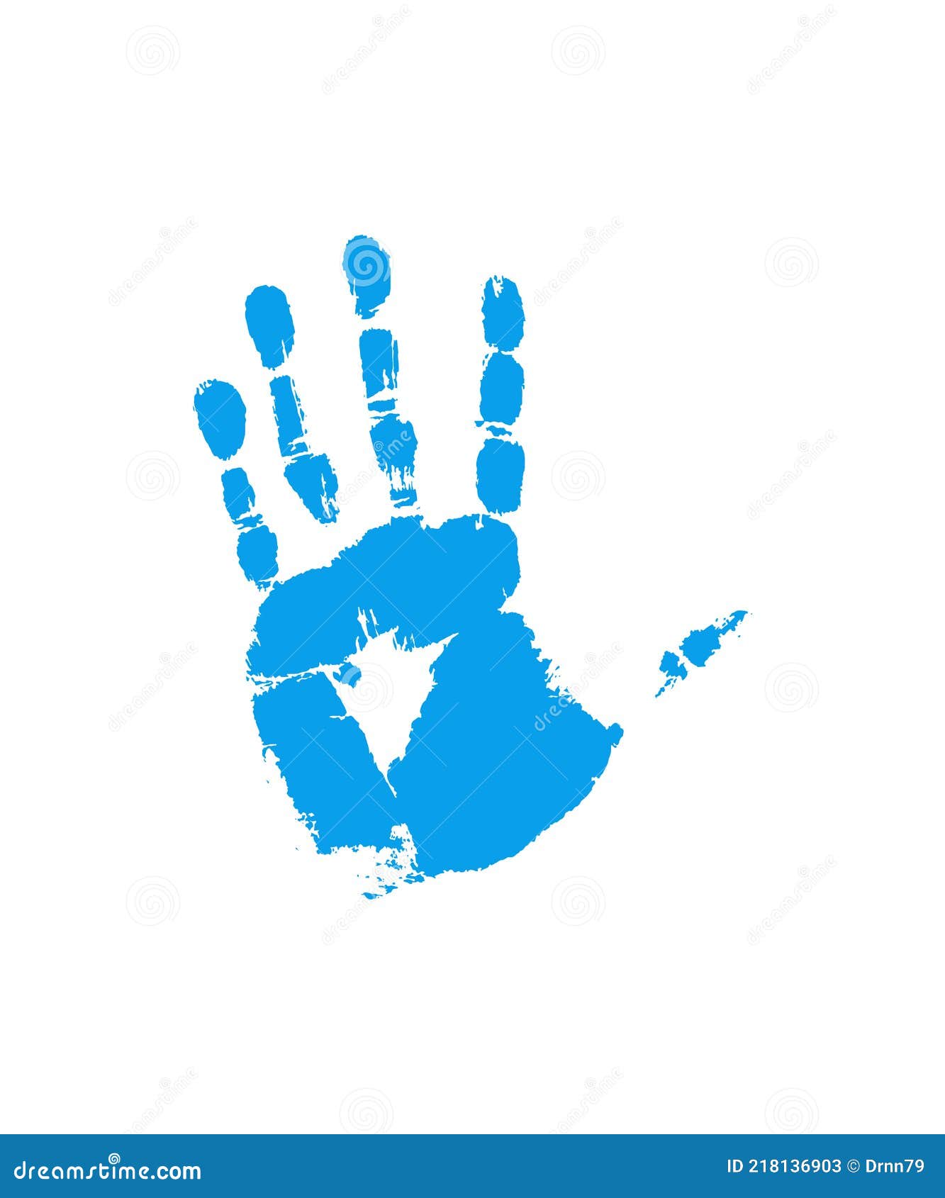 Blue Hand-print Shape Over White Background Illustration Vector Stock ...