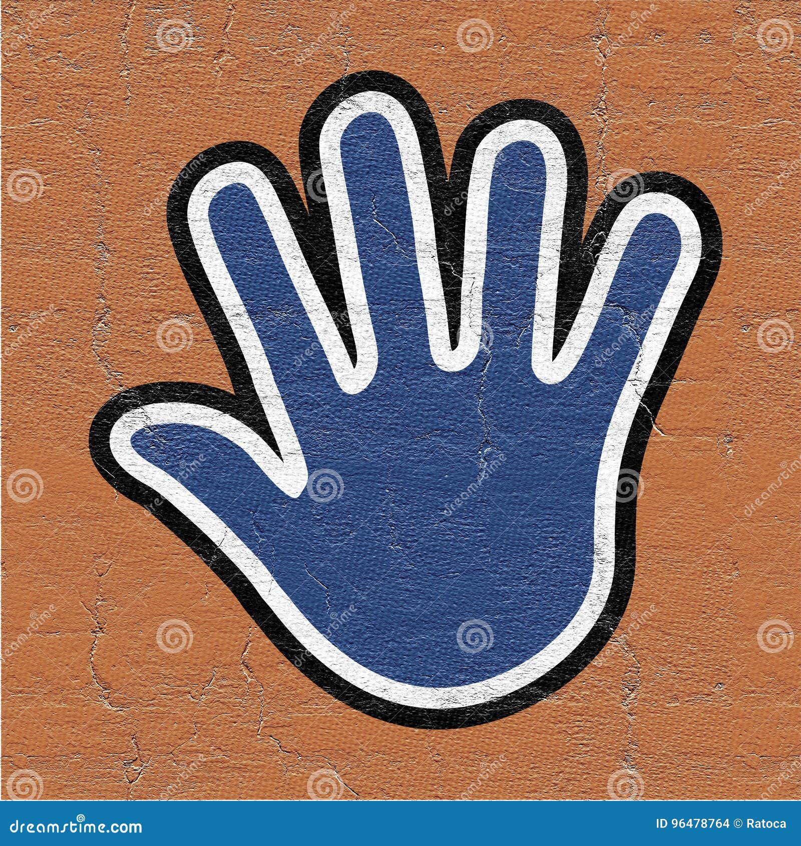 Blue hand symbol stock illustration. Illustration of symbol - 96478764