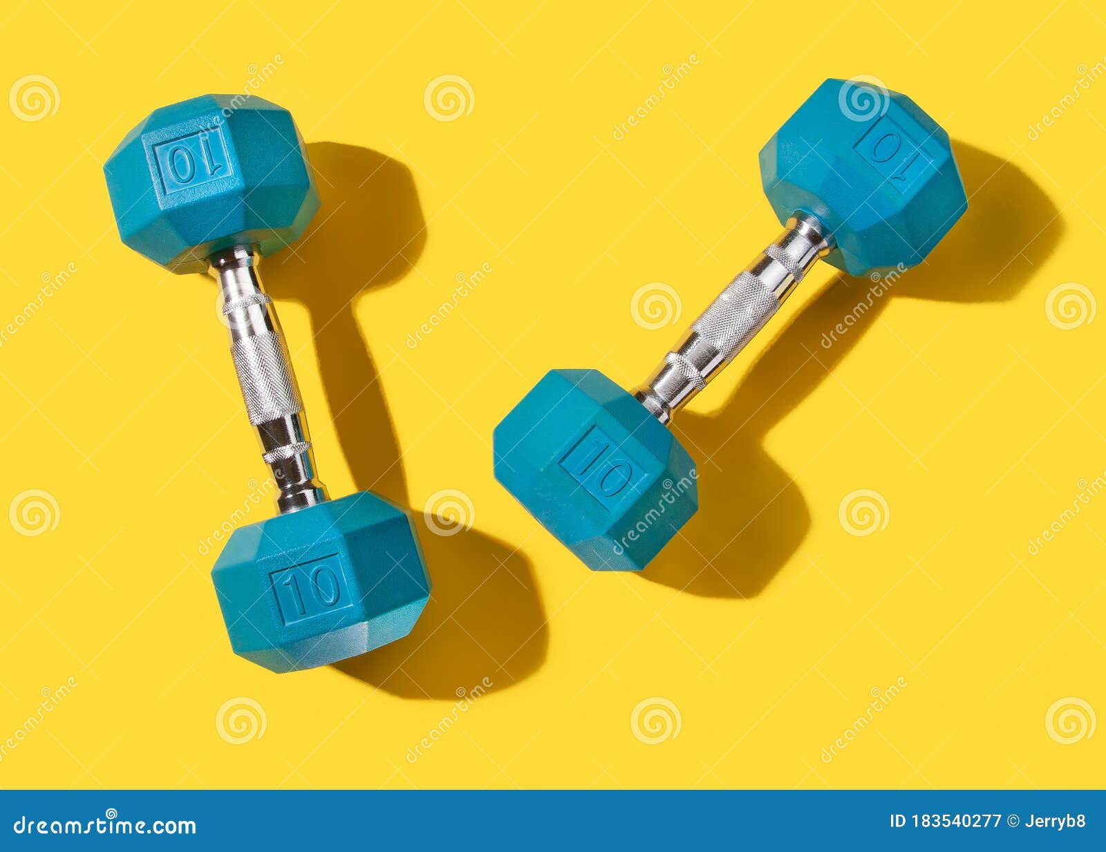 Blue Hand Weights on Yellow Stock Image - Image of athlete, male: 183540277