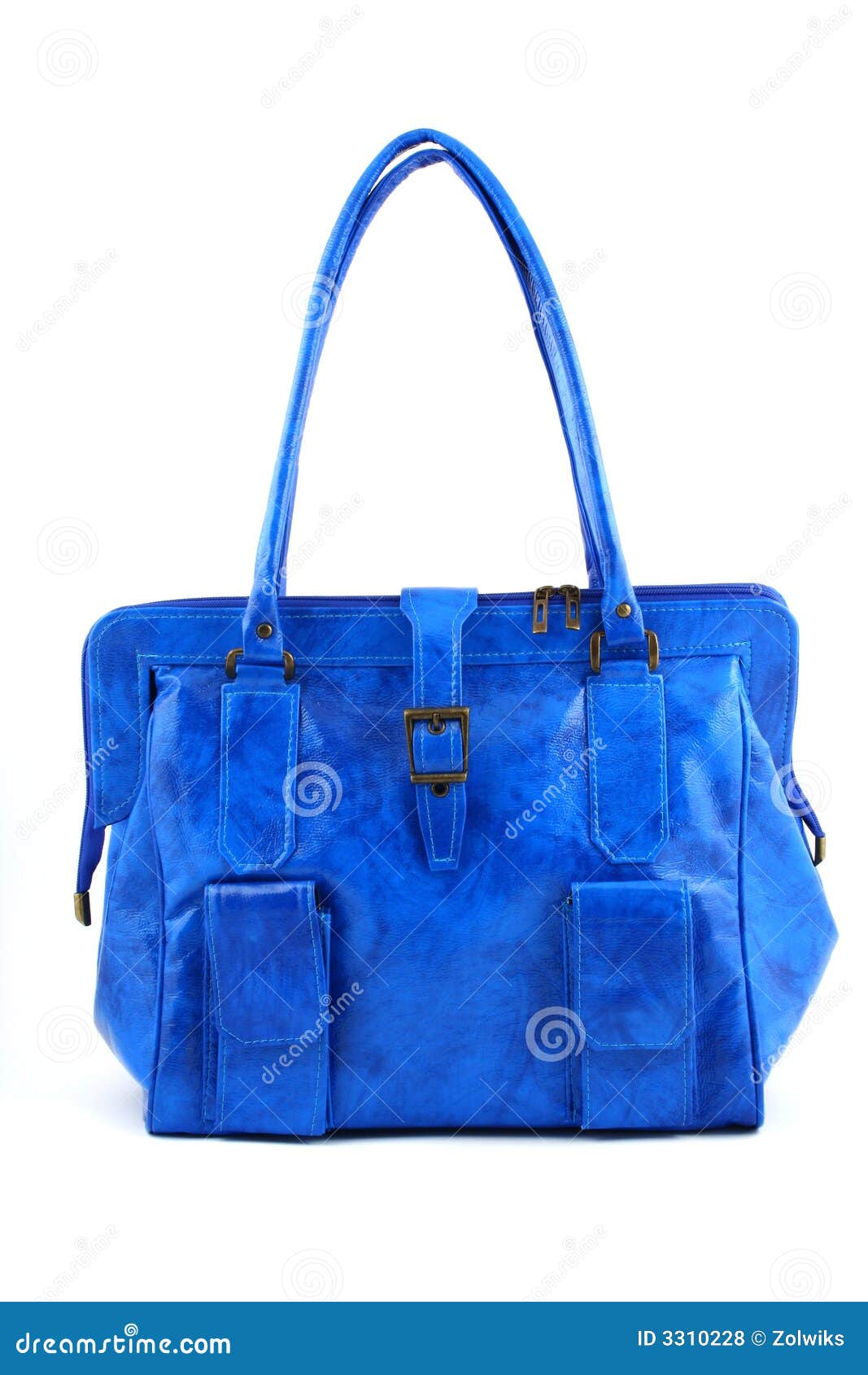 Blue handbag stock photo. Image of woman, pocket, brown - 3310228