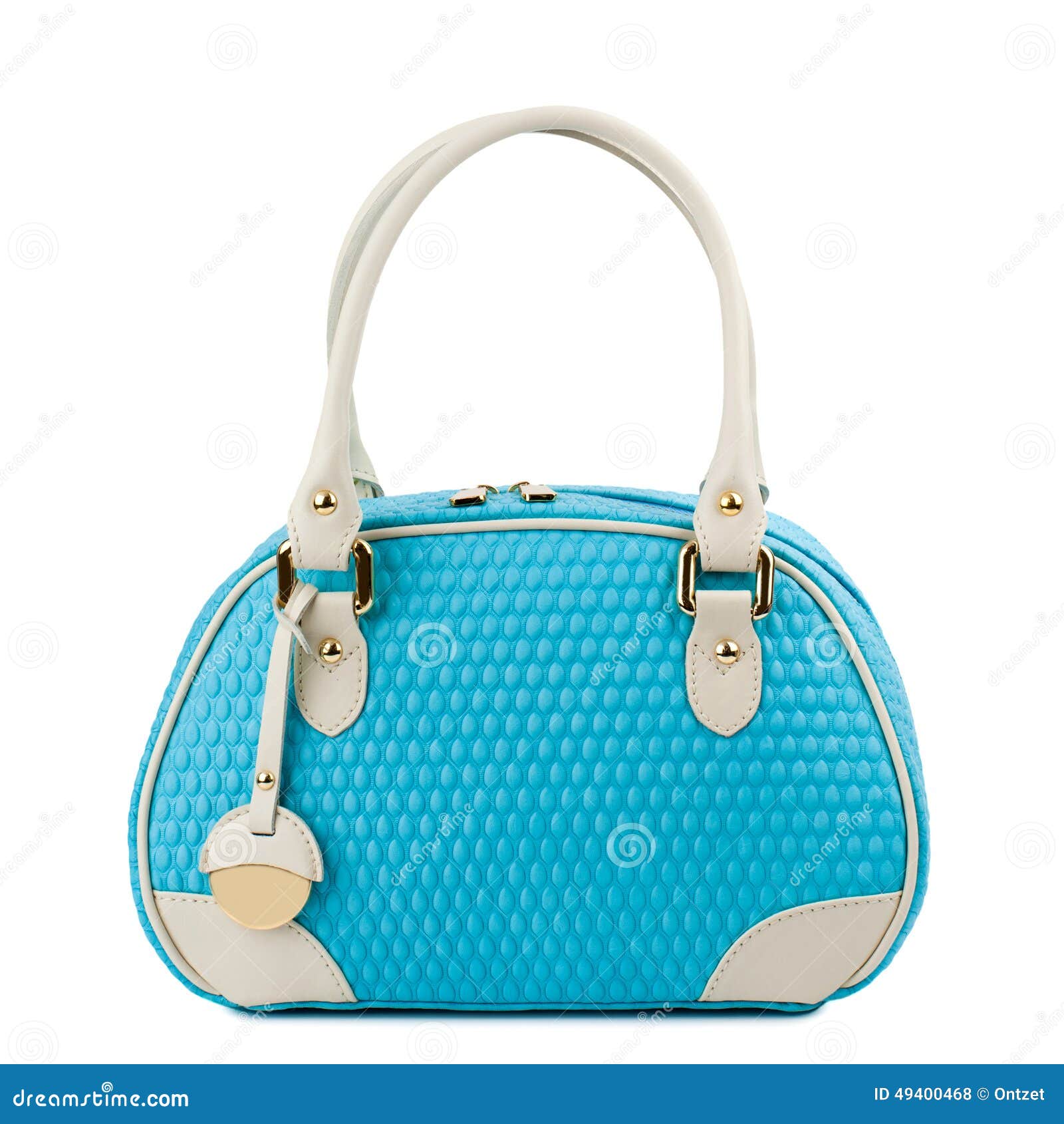 Blue Handbag with Light Handles Isolated on White Background. Stock ...