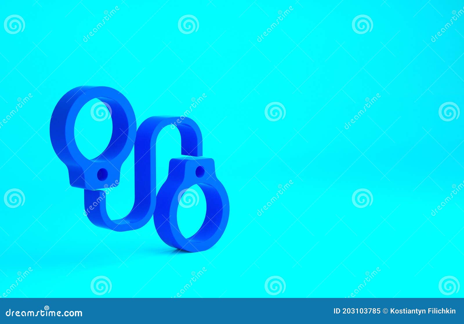 Blue Handcuffs Icon Isolated on Blue Background. Minimalism Concept ...