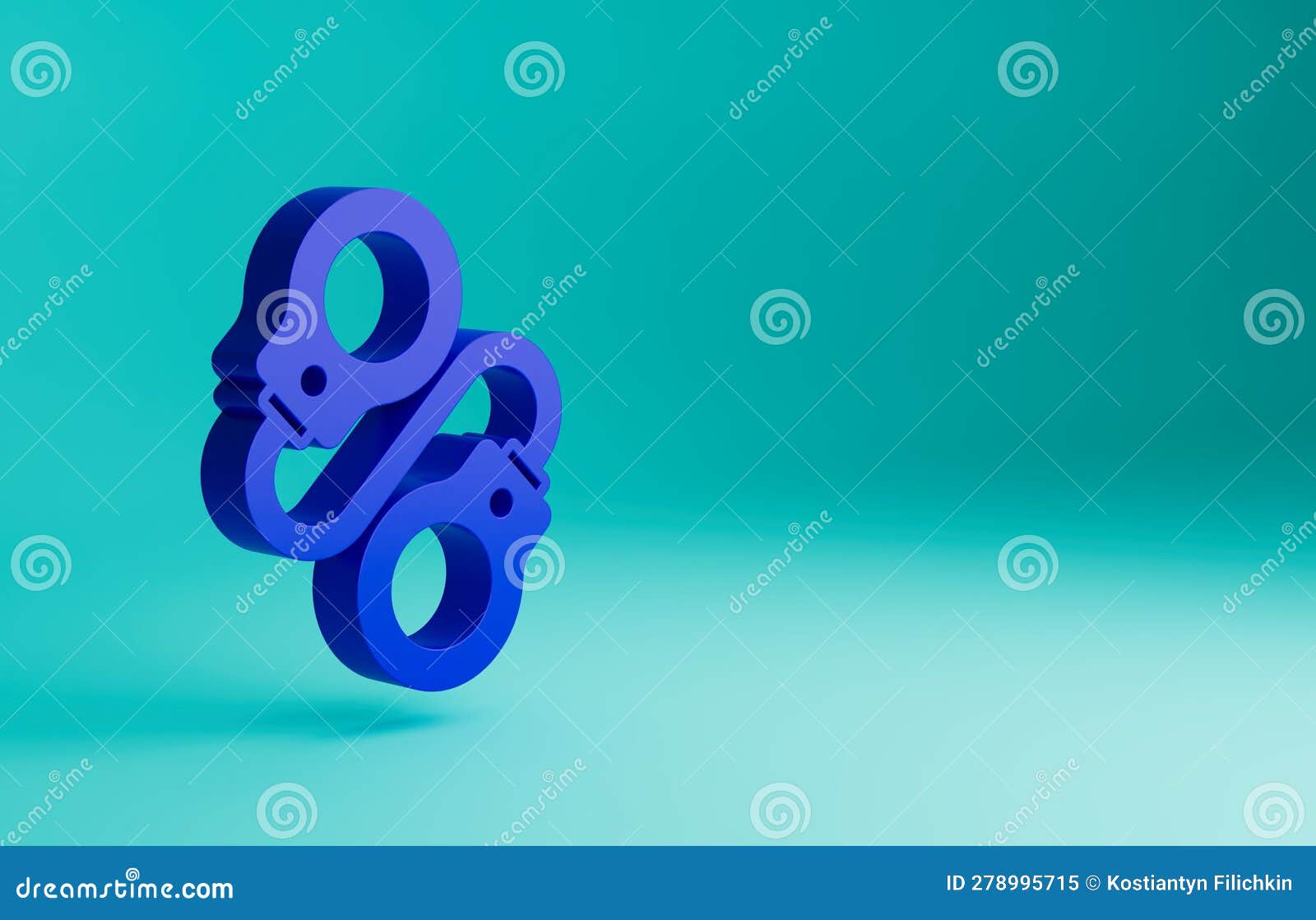 Blue Handcuffs Icon Isolated on Blue Background. Minimalism Concept ...