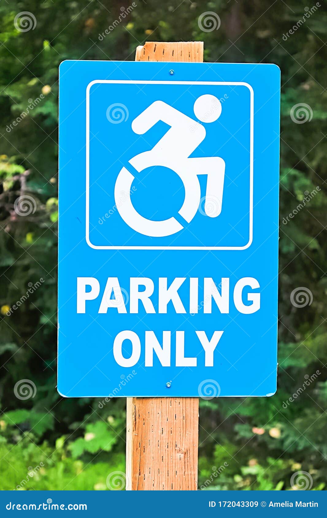 A Blue Handicap Parking only Sign on a Post Stock Image - Image of ...