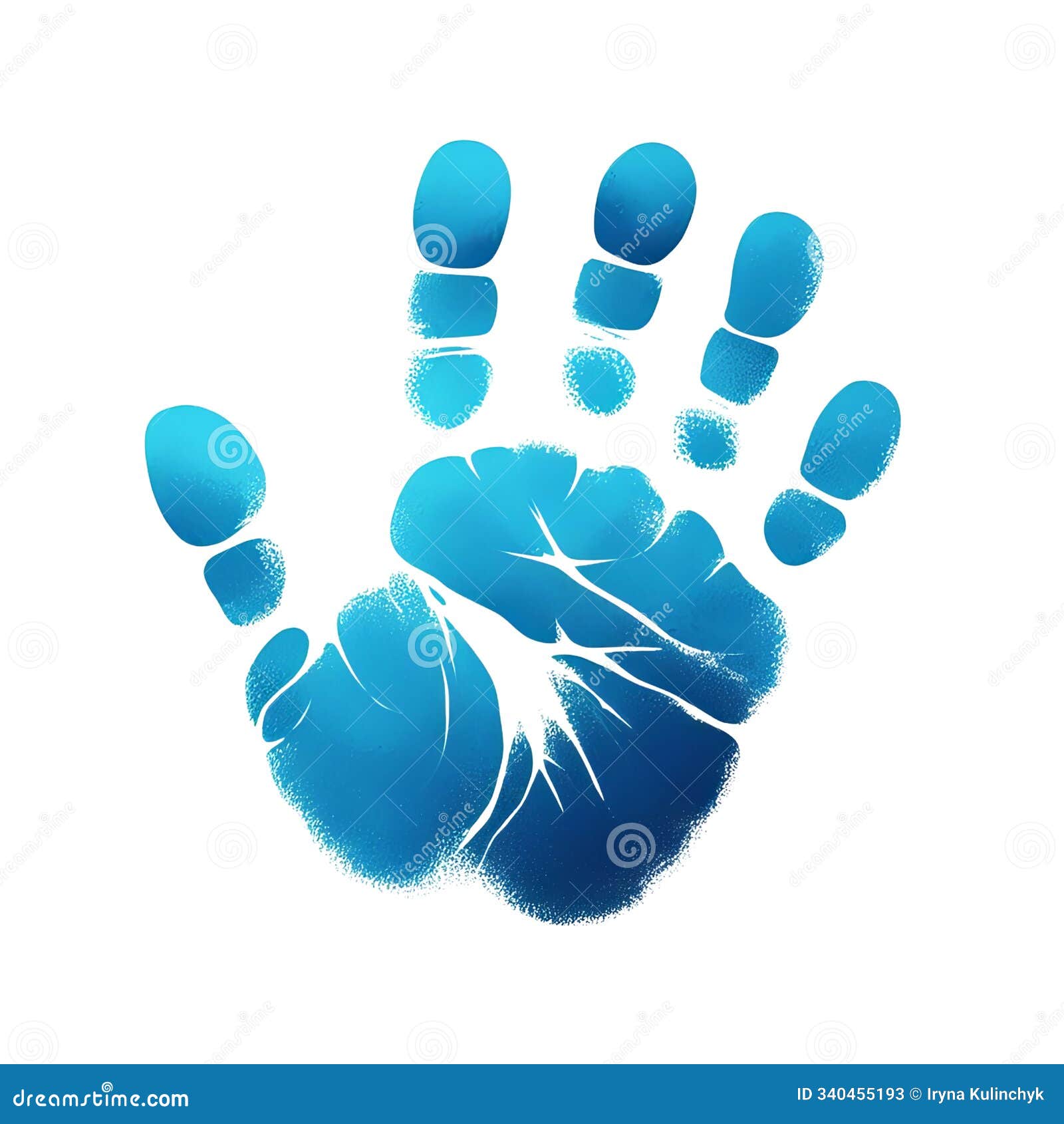 Blue Handprint with Abstract Round Elements Isolated on a White ...