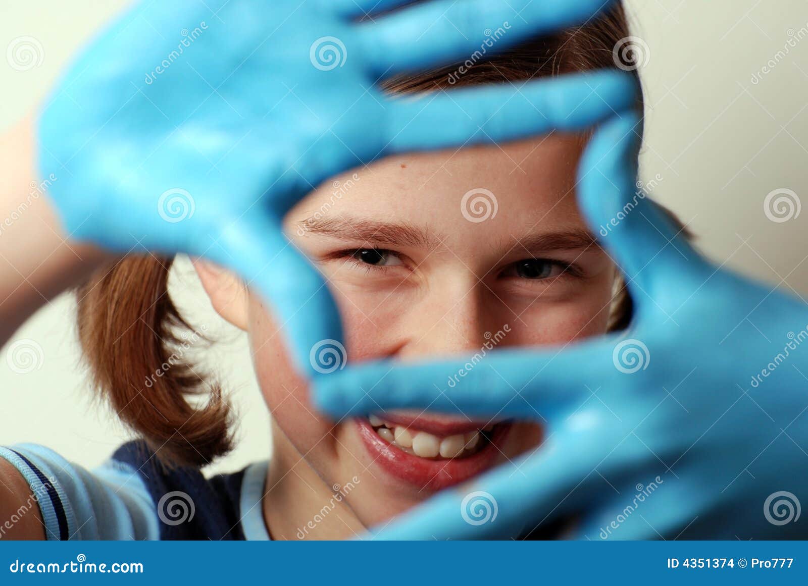 Blue hands stock photo. Image of hands, okay, painting - 4351374