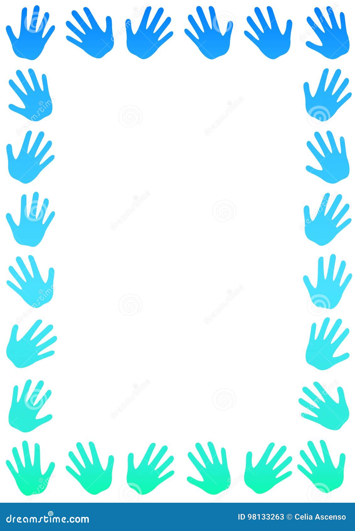 Blue hands border frame stock illustration. Illustration of print ...