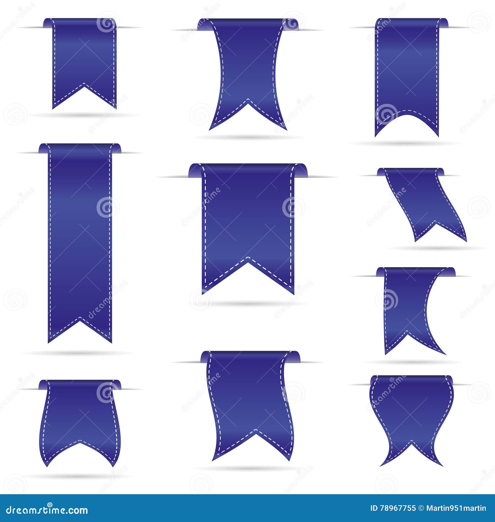 Blue Hanging Curved Ribbon Banners Set Eps10 Stock Vector ...