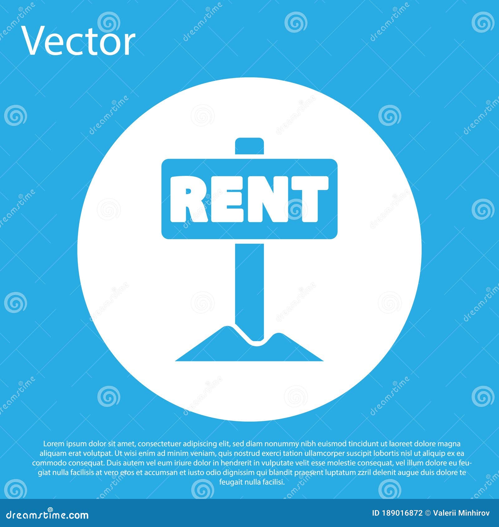 Blue Hanging Sign With Text Rent Icon Isolated On Blue Background ...