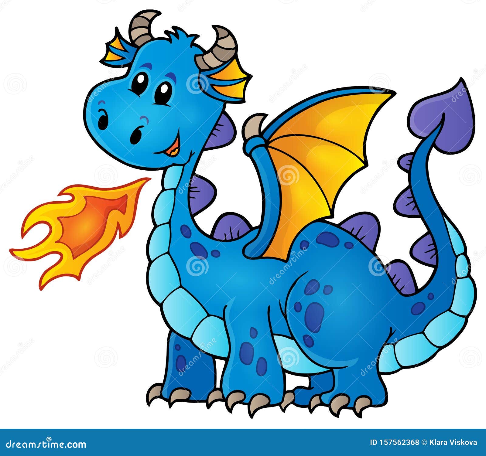 Blue happy dragon stock vector. Illustration of artwork - 157562368