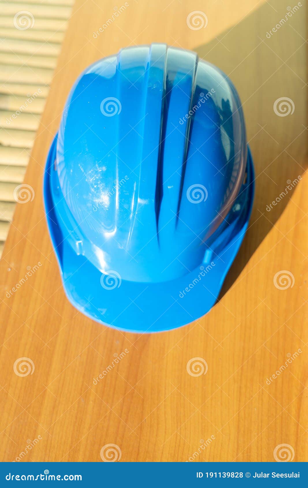 Blue Hard Safety Helmet Hat for Safety Workman. Stock Photo - Image of ...