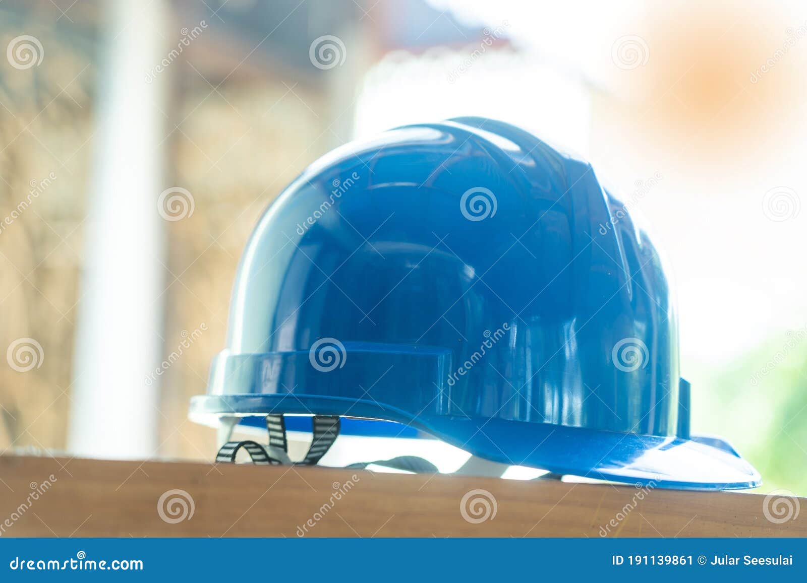 Blue Hard Safety Helmet Hat for Safety Workman. Stock Image - Image of ...