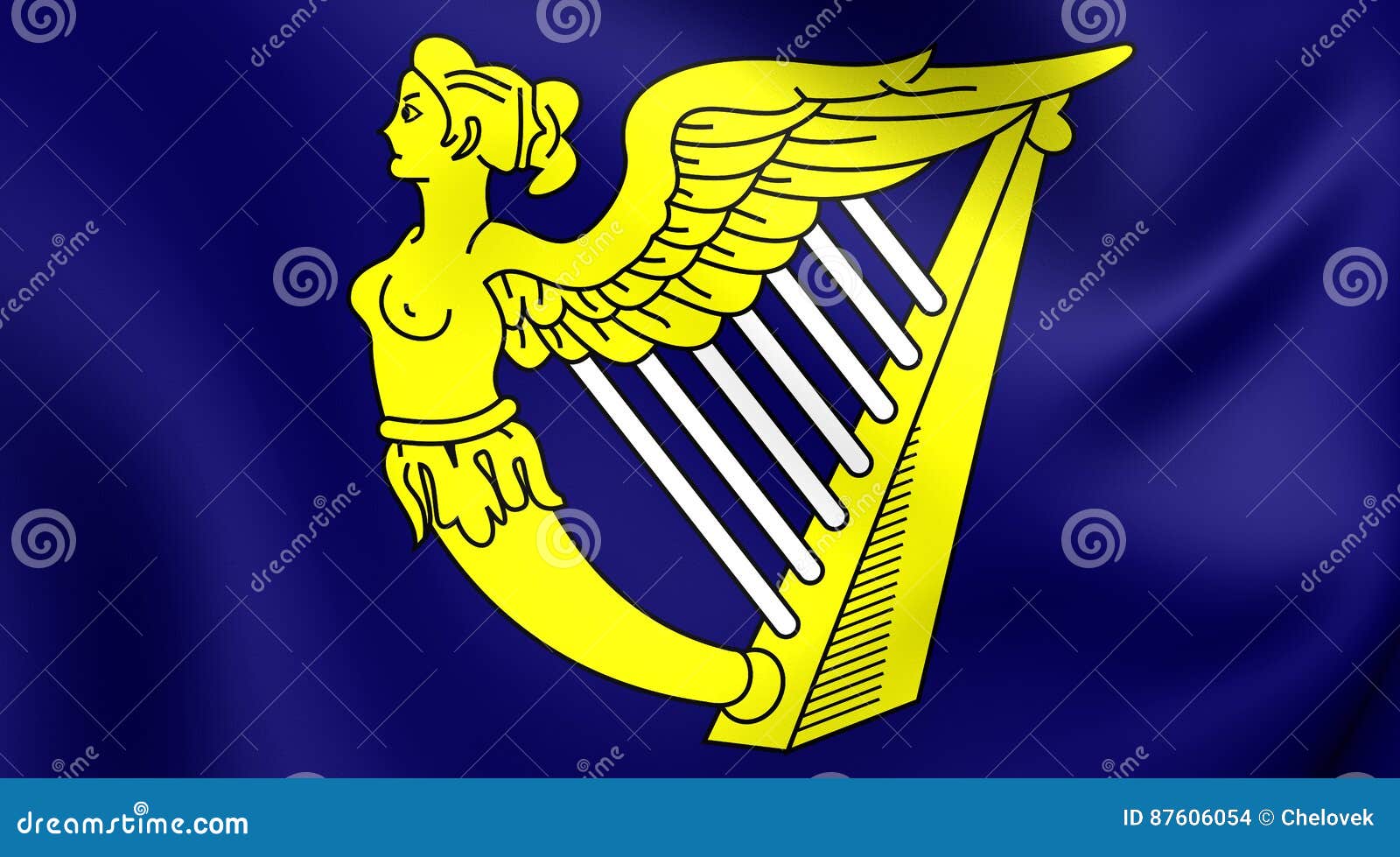 Blue Harp Flag of Ireland stock illustration. Illustration of three ...