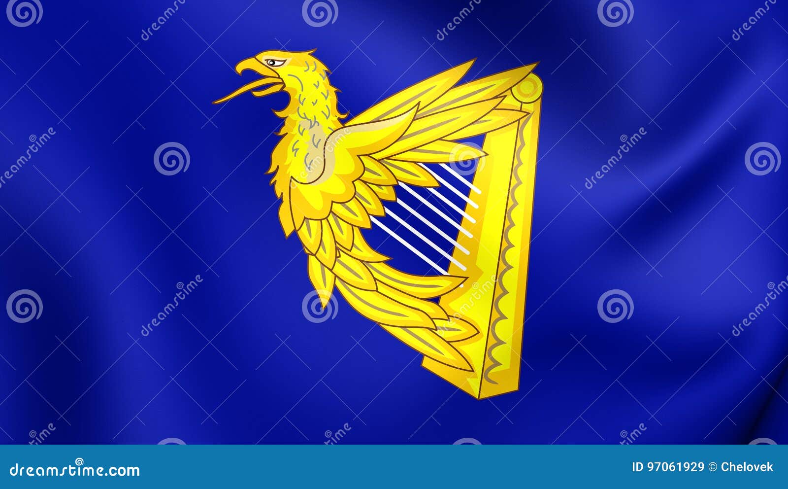 Blue Harp Flag of Ireland stock illustration. Illustration of full ...