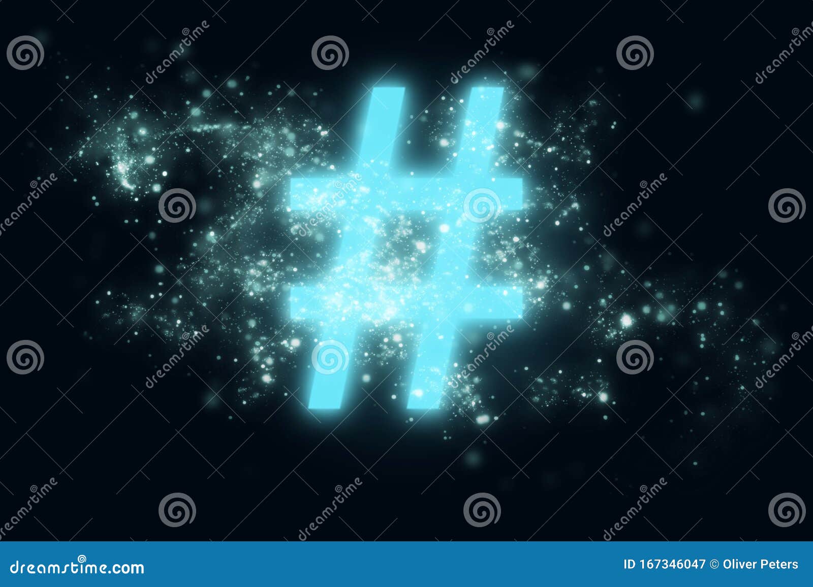 Blue Hashtag Symbol Icon on Black Stock Illustration - Illustration of ...