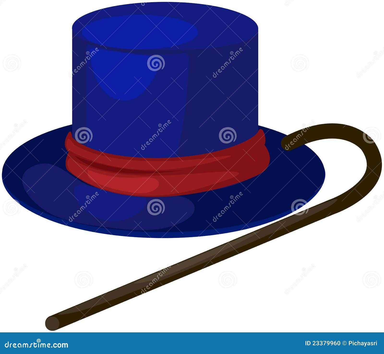 Blue hat with cane stock vector. Illustration of presentation - 23379960
