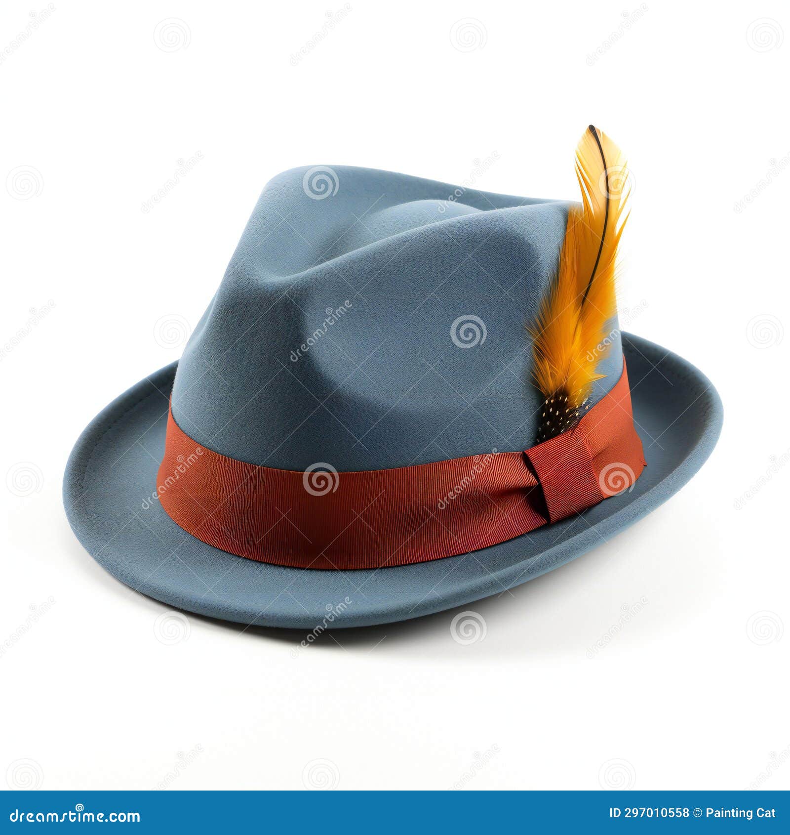 Blue Hat with Feather Isolated on White Background Stock Illustration ...