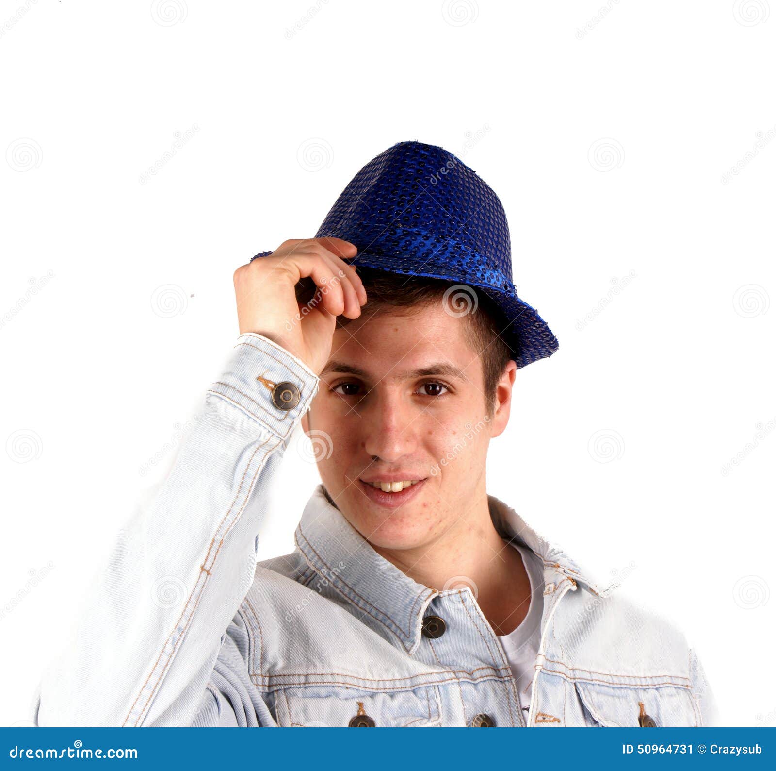 Blue hat stock image. Image of lifestyle, cheerful, caucasian - 50964731