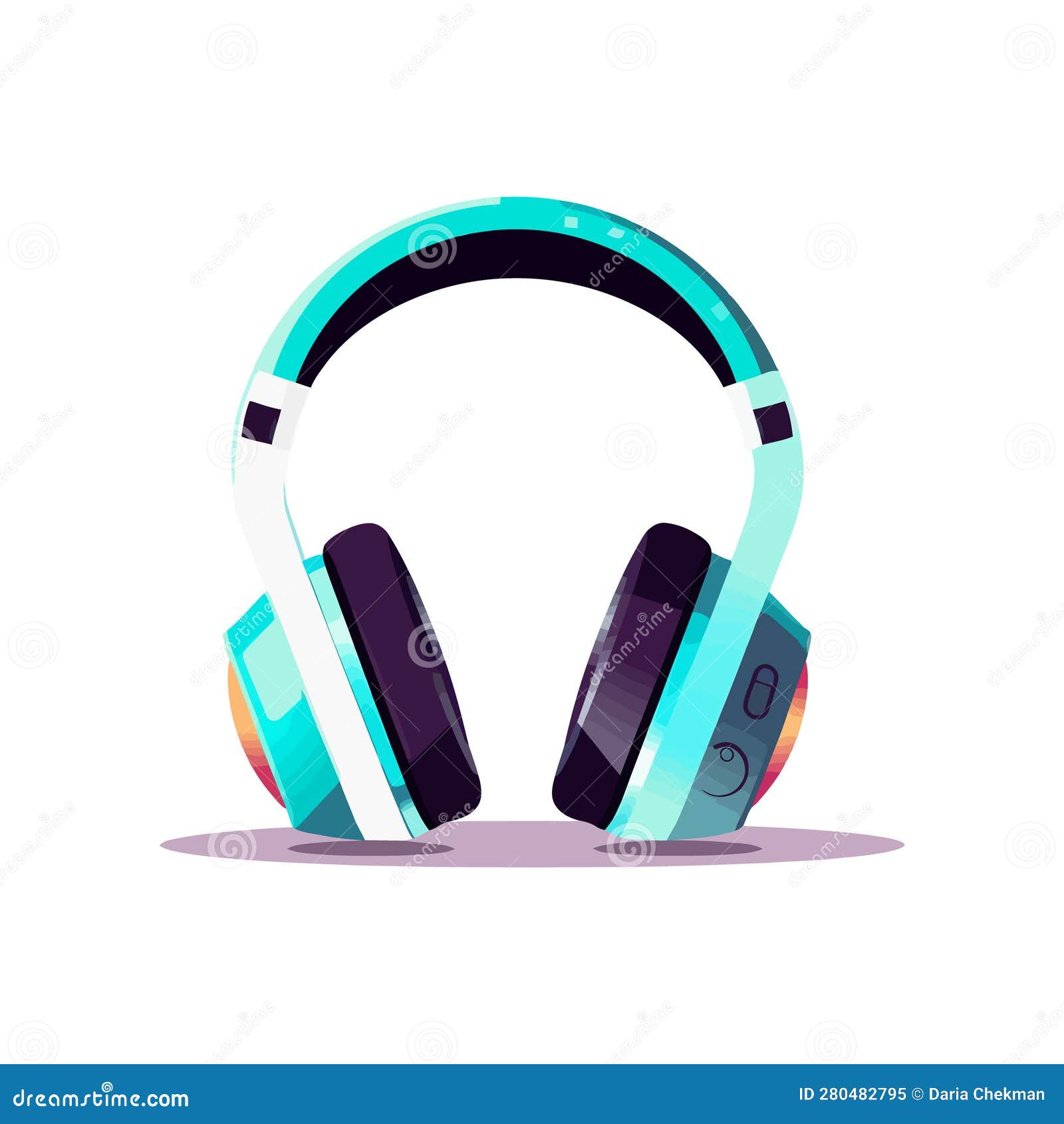 Blue Headphone Icon , Flat Style on White Background Stock Vector ...