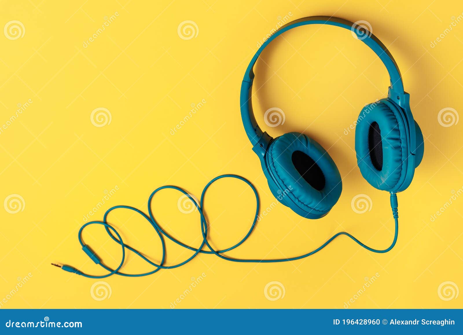 Blue Headphone on Yellow Background. Music Concept. Stock Photo - Image ...