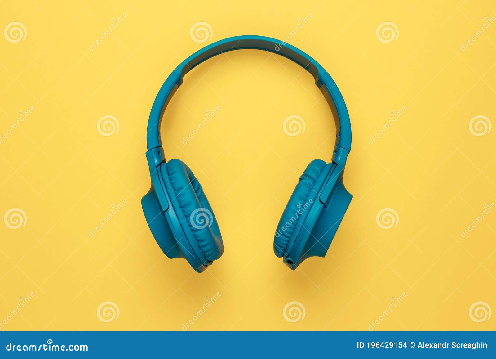 Blue Headphone on Yellow Background. Music Concept. Stock Photo - Image ...