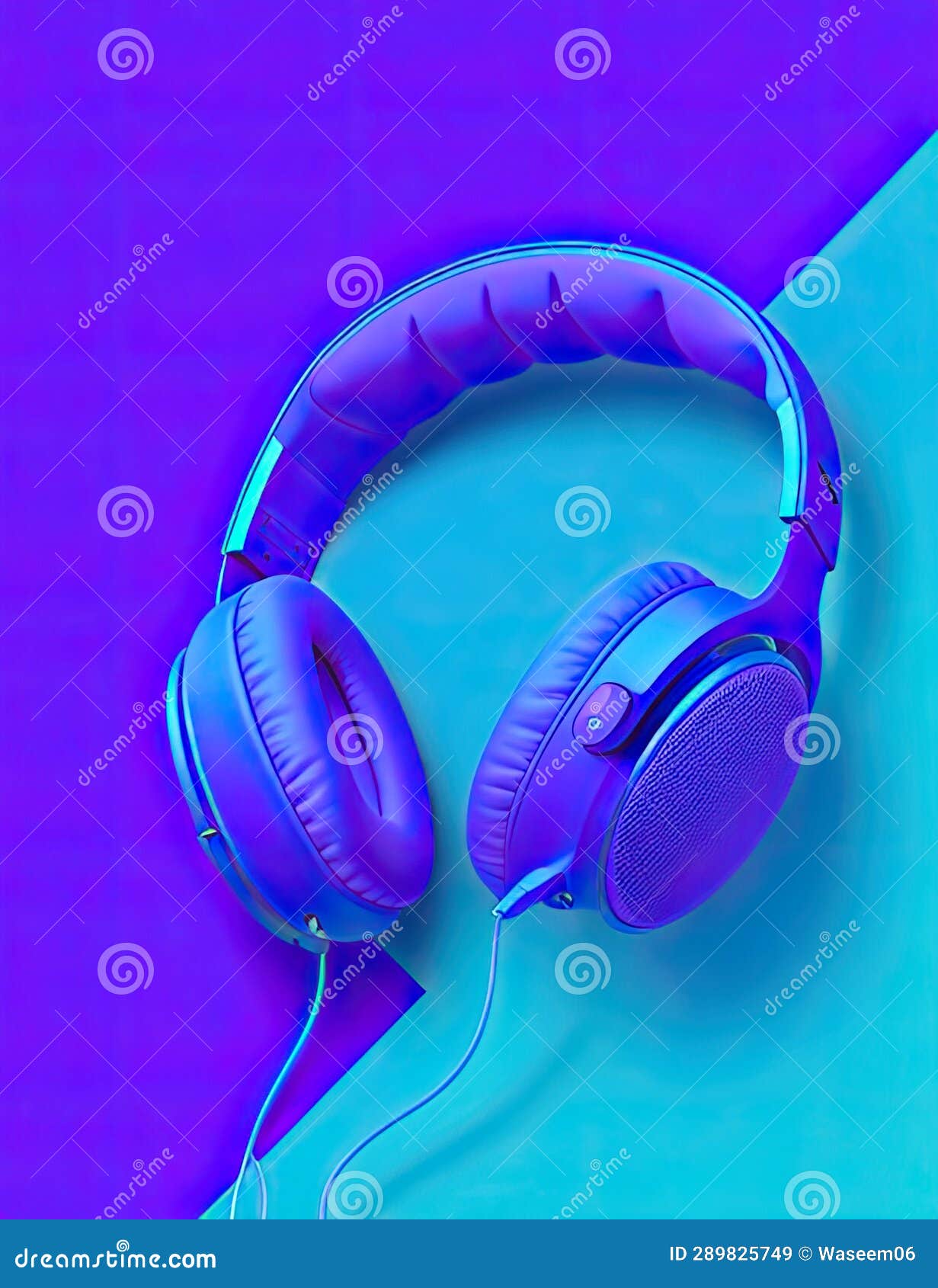 Blue Headphones on a Blue Background. Music Concept. Vector ...