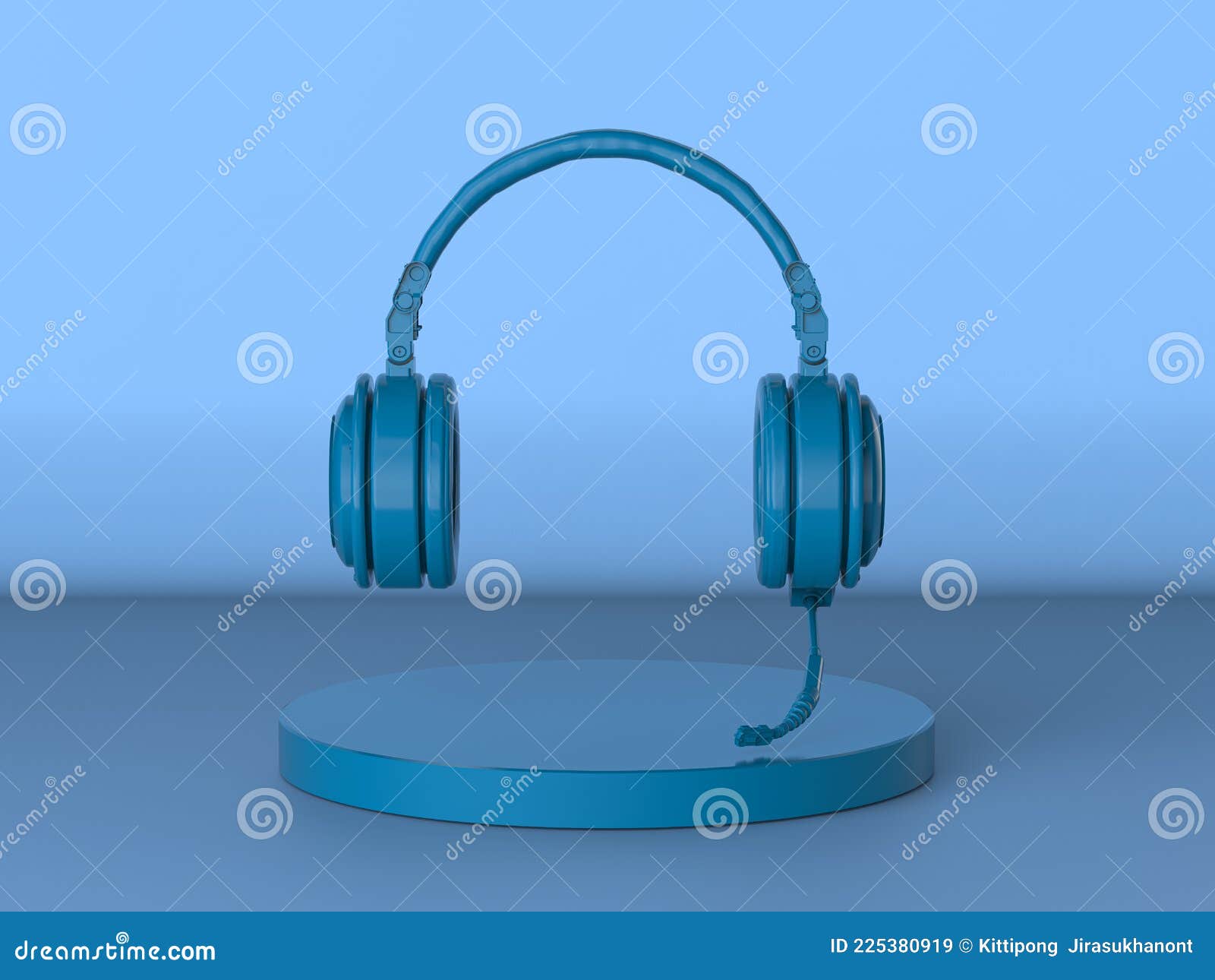 Blue Headset on Blue Background Stock Illustration - Illustration of ...