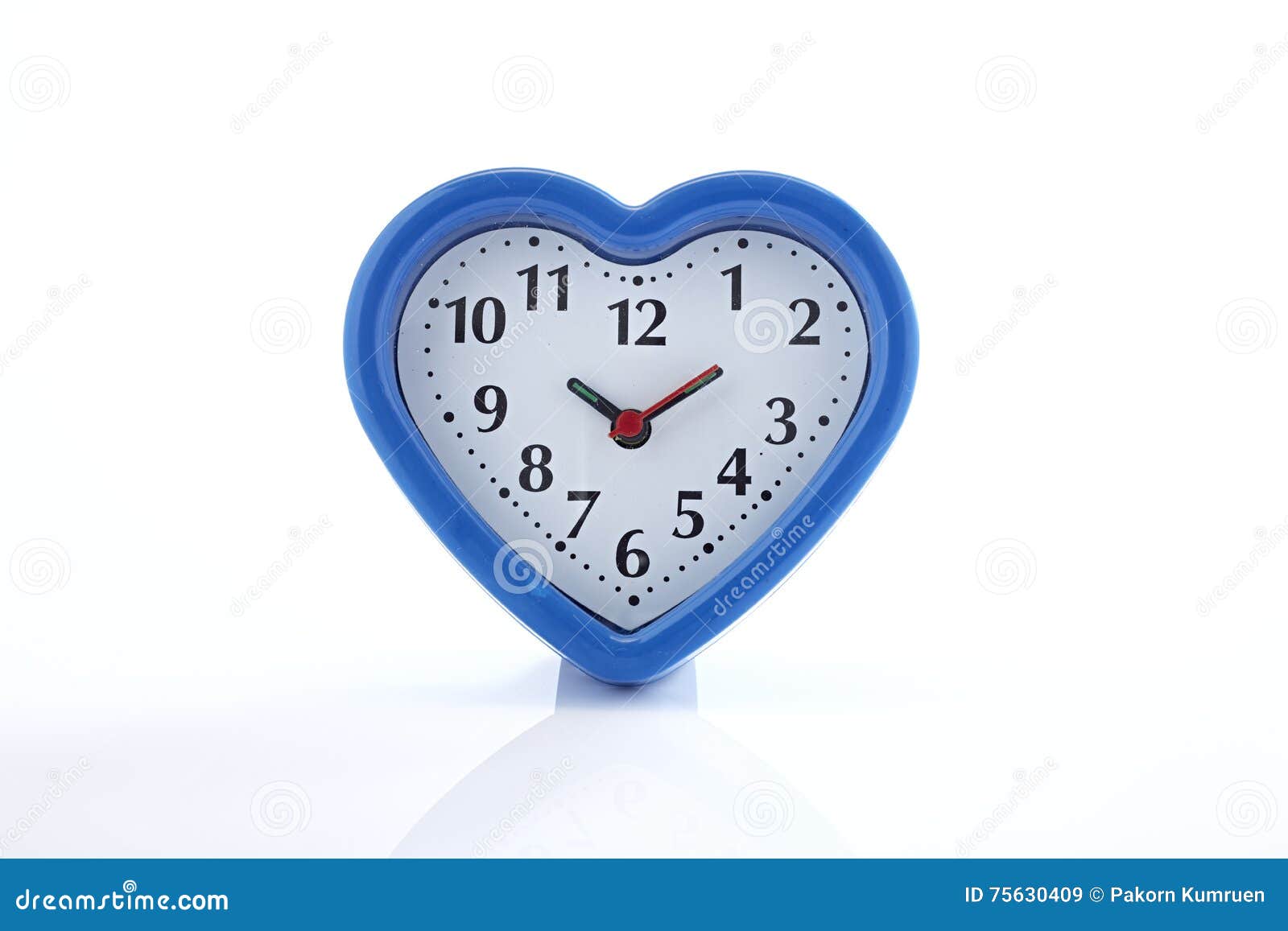 Blue heart alarm clock stock image. Image of retro, alert - 75630409