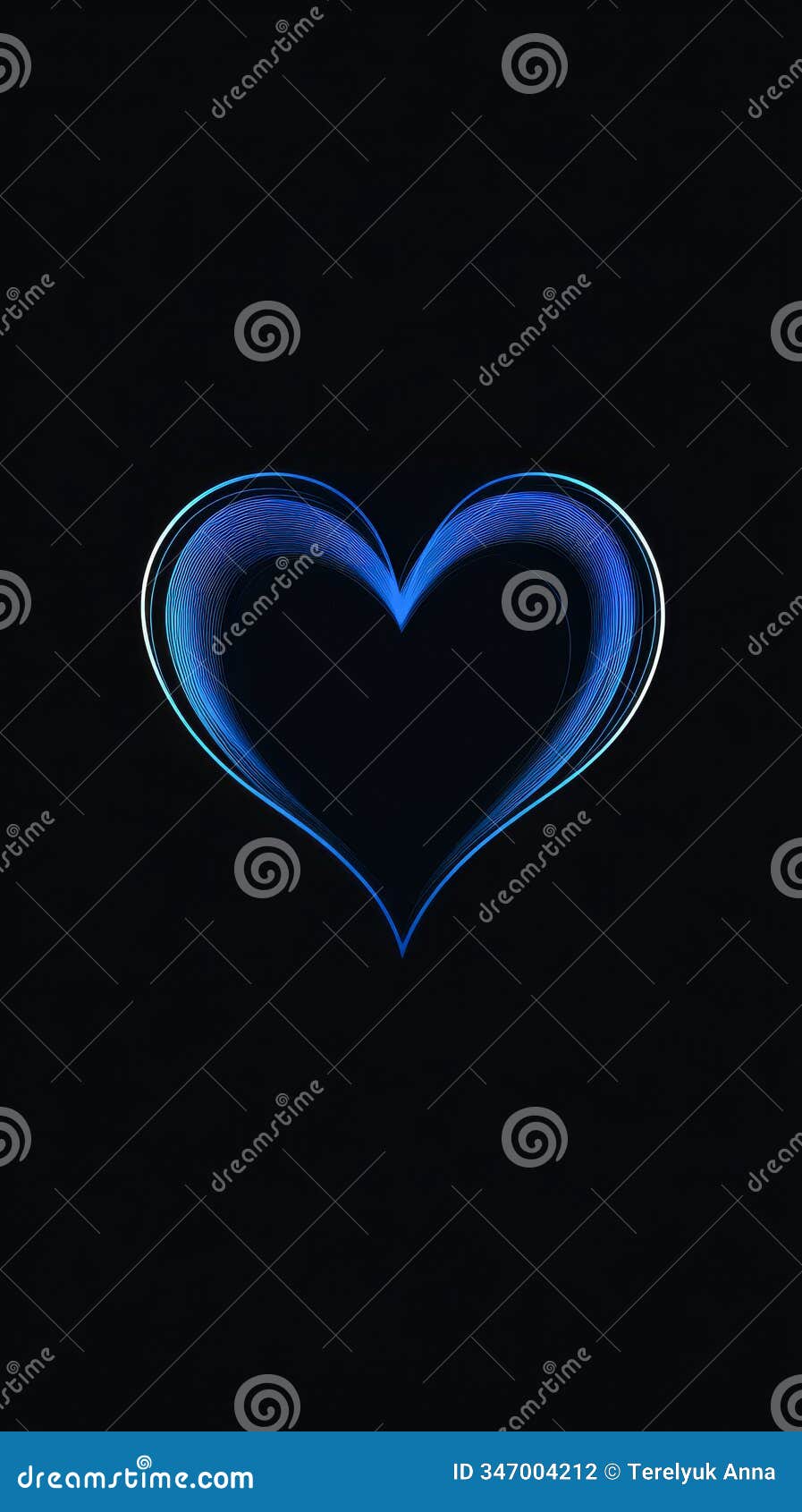 A Blue Heart with a Black Background Stock Photo - Image of border ...