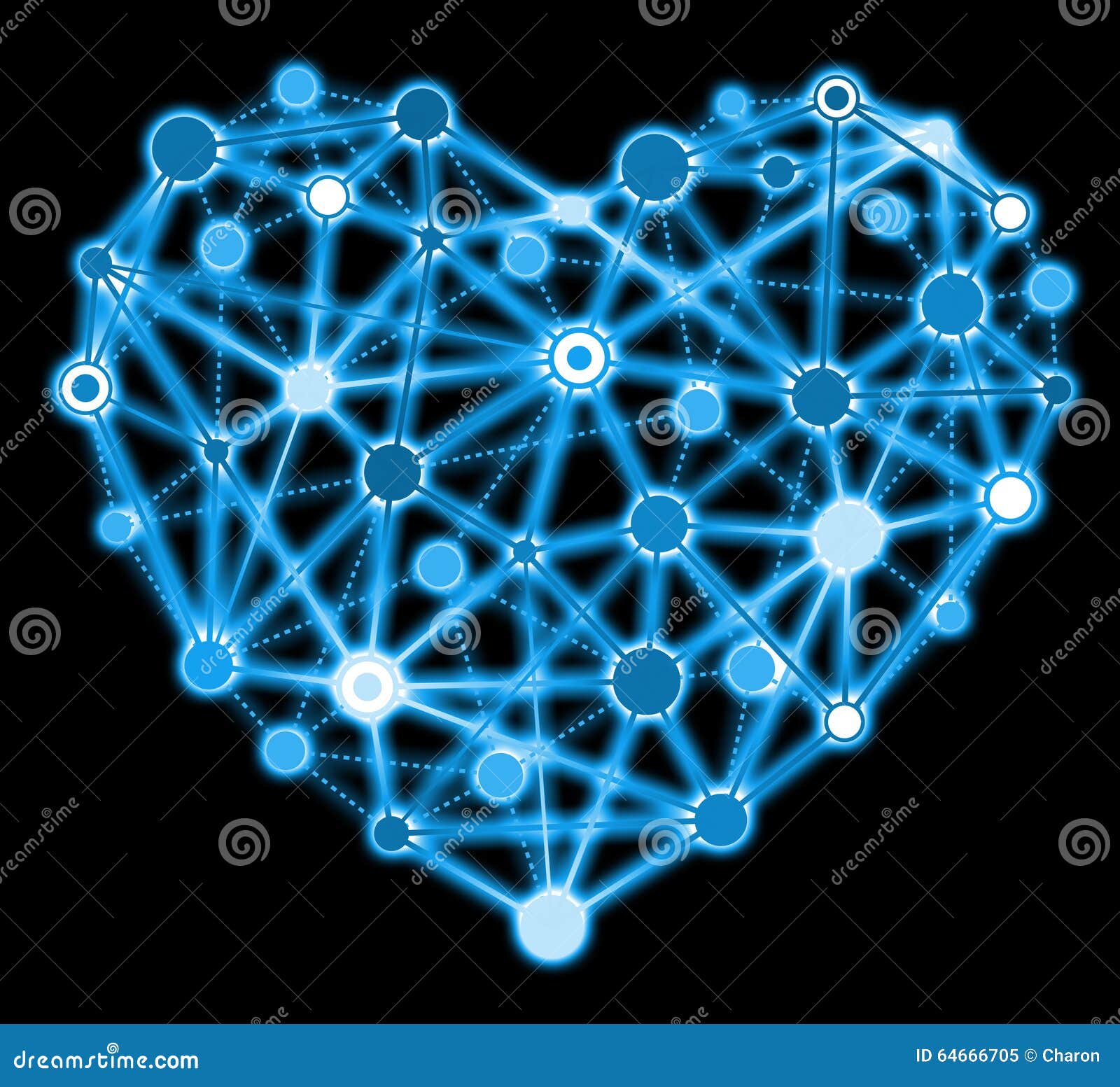 Blue Heart Connected Points Isolated Stock Illustration - Illustration ...
