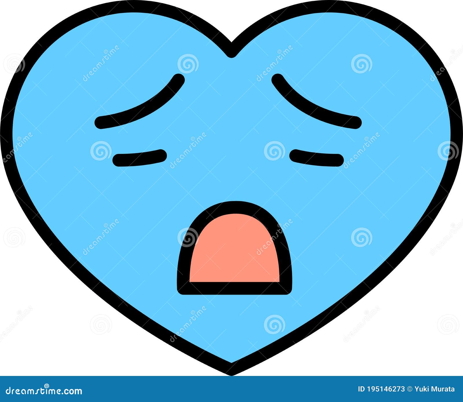 Blue Heart emoticon icon stock vector. Illustration of graphic - 195146273