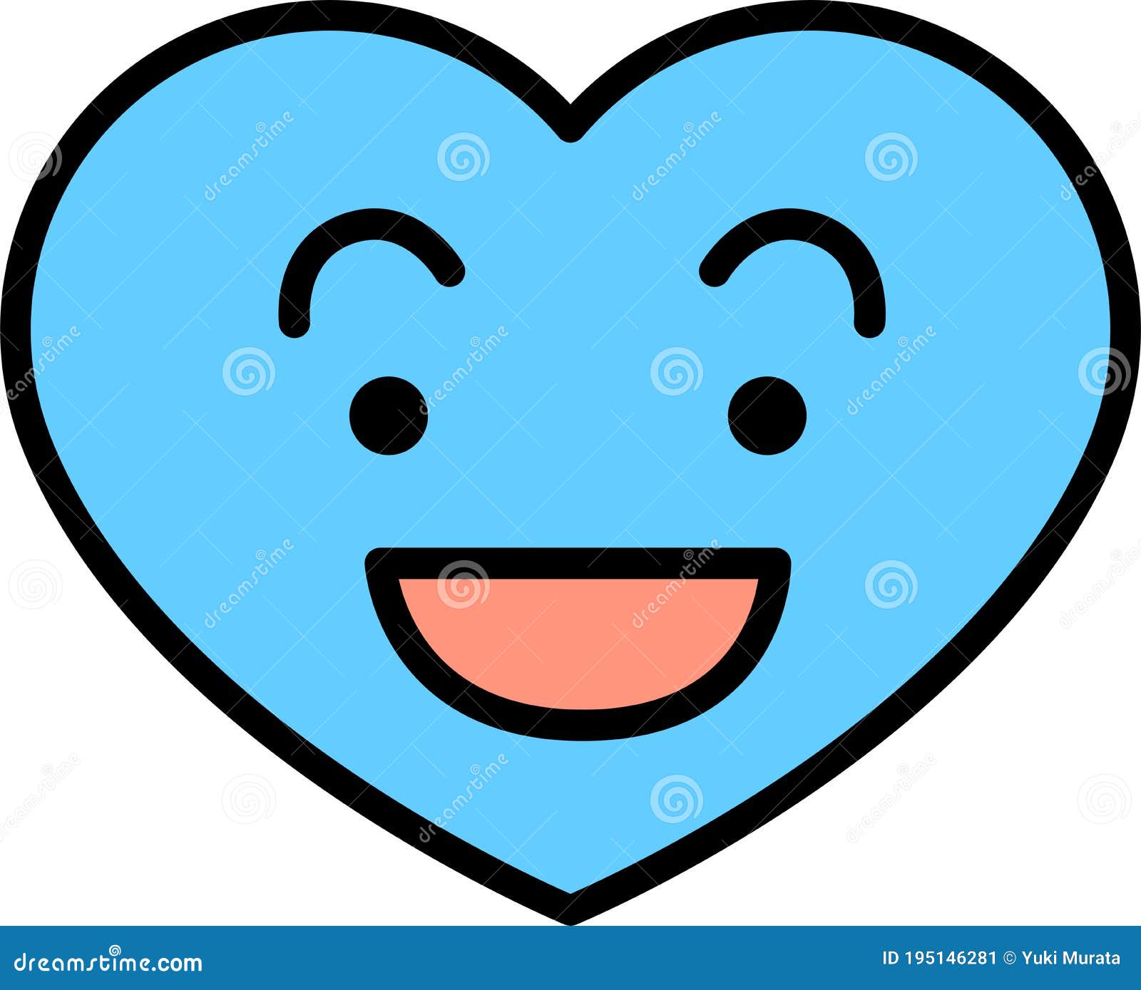 Blue Heart emoticon icon stock vector. Illustration of love - 195146281