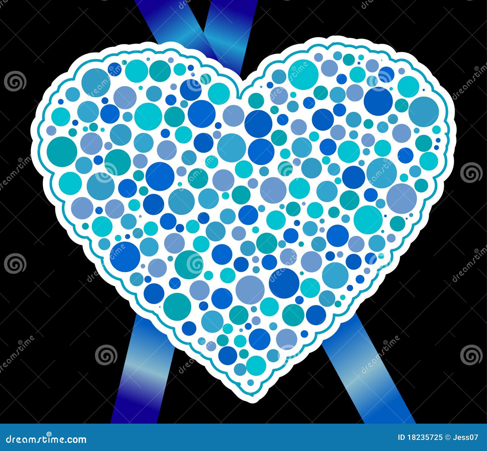 Blue heart and ribbon stock illustration. Illustration of ribbon - 18235725