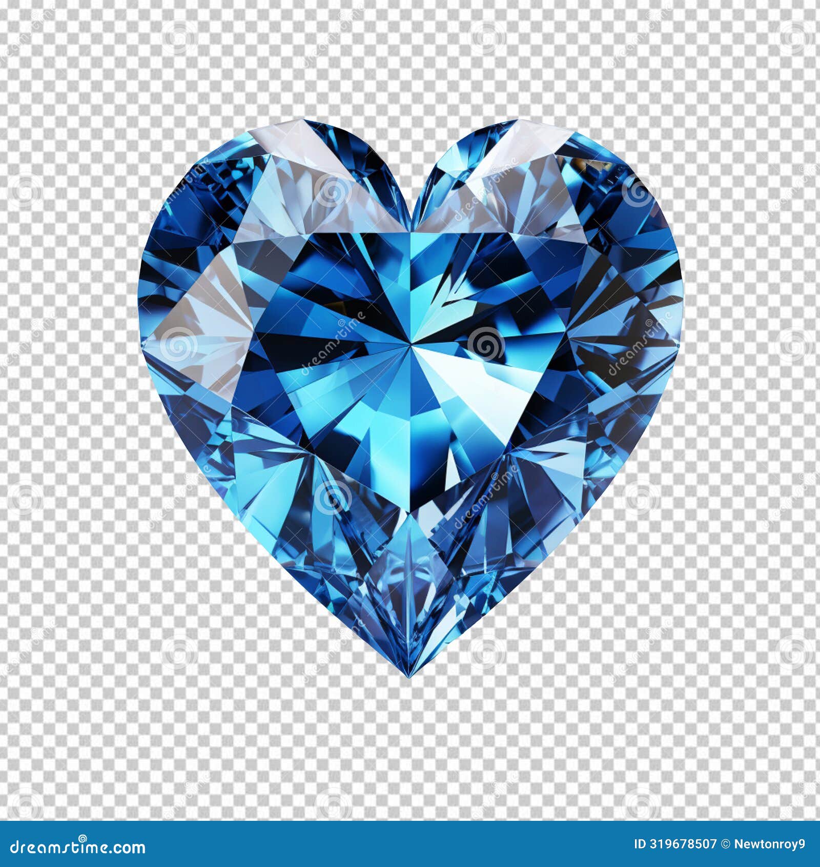 Blue Heart Shape Diamond Isolated on Transparent Background Stock Image ...