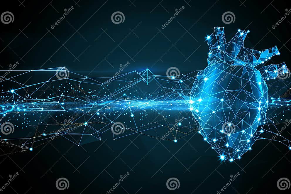 A Blue Heart Shape with Intersecting Lines and Dots Connecting To ...