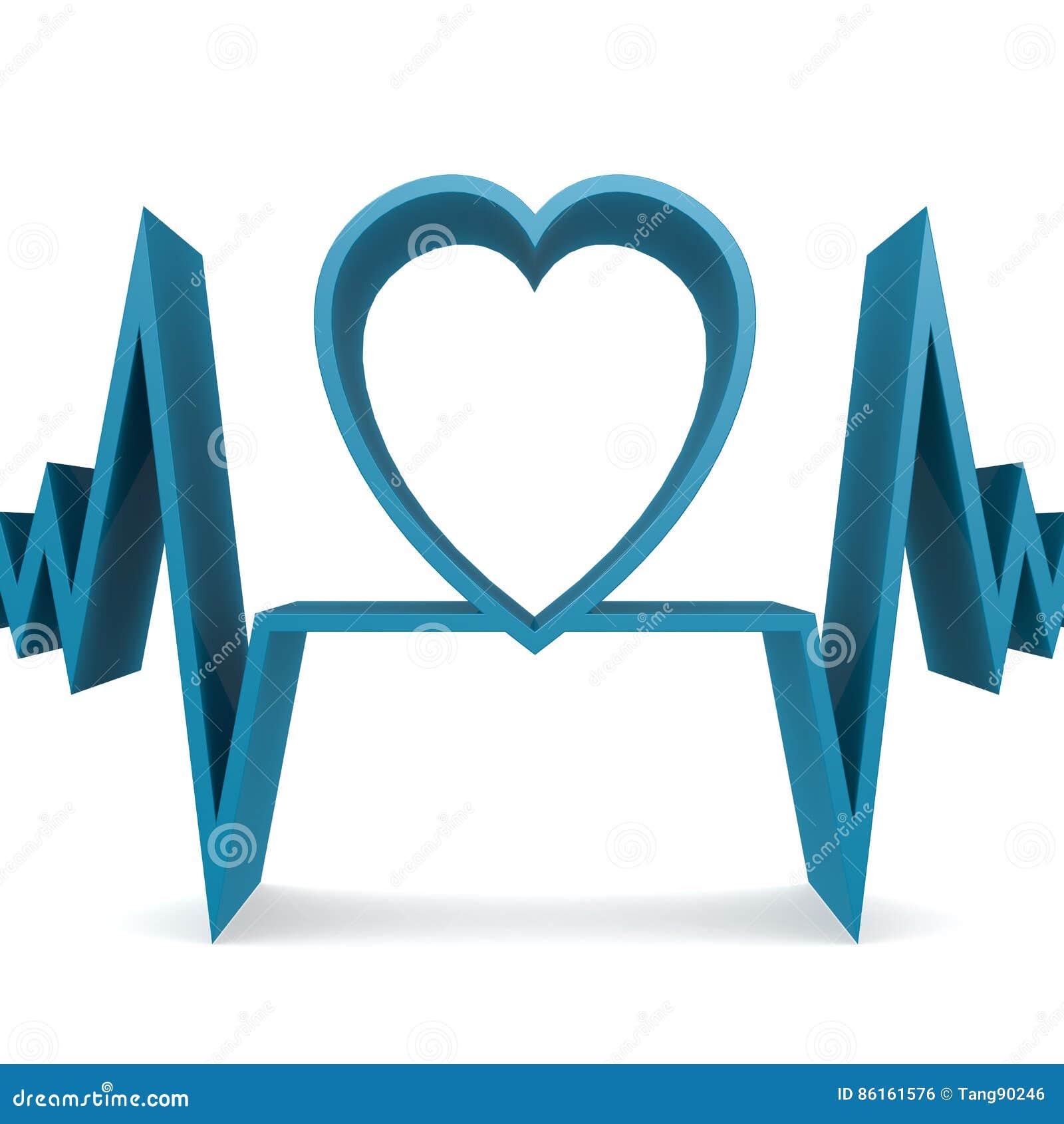 Blue Heart Shape with Pulse Stock Illustration - Illustration of ...