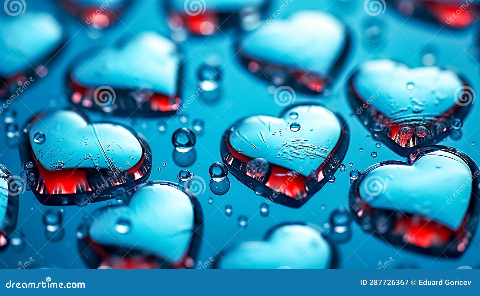 Blue Heart with Water Drops, Valentine S Day Background Stock Image ...