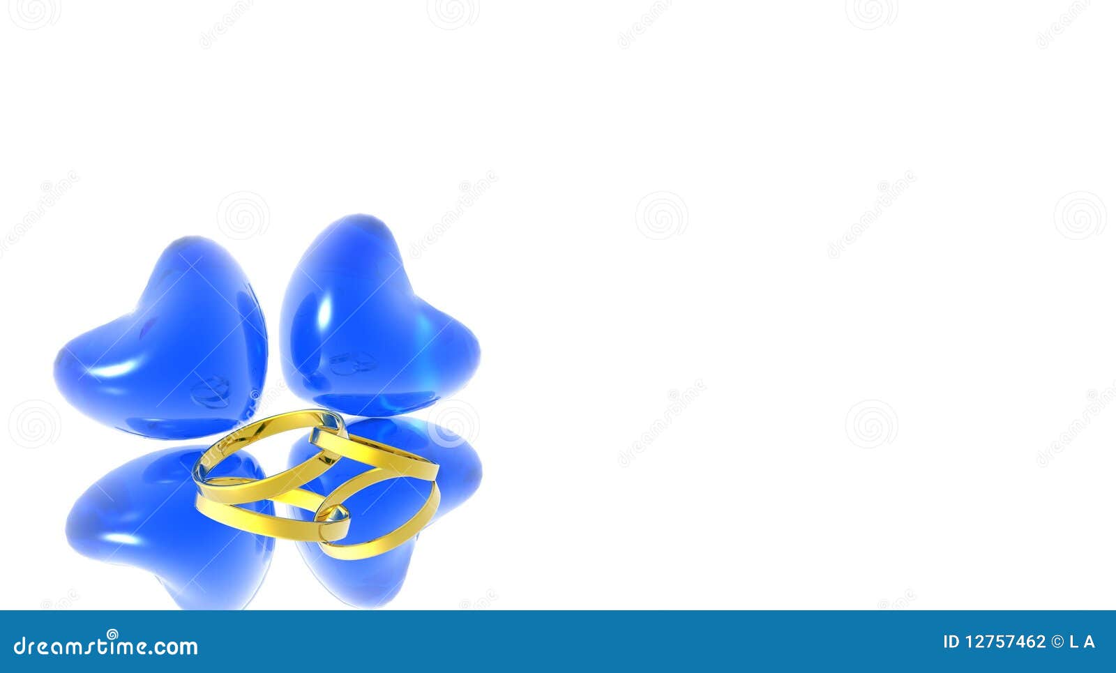 Blue Hearts with Wedding Rings Stock Illustration - Illustration of ...