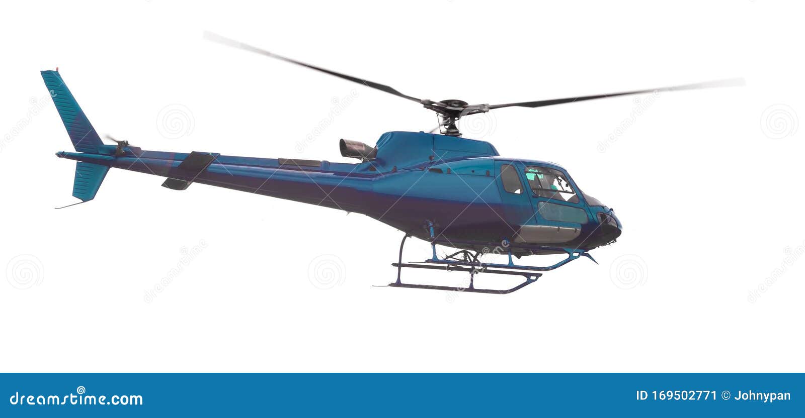 Blue Helicopter Flying on White Stock Image - Image of blade, industry ...