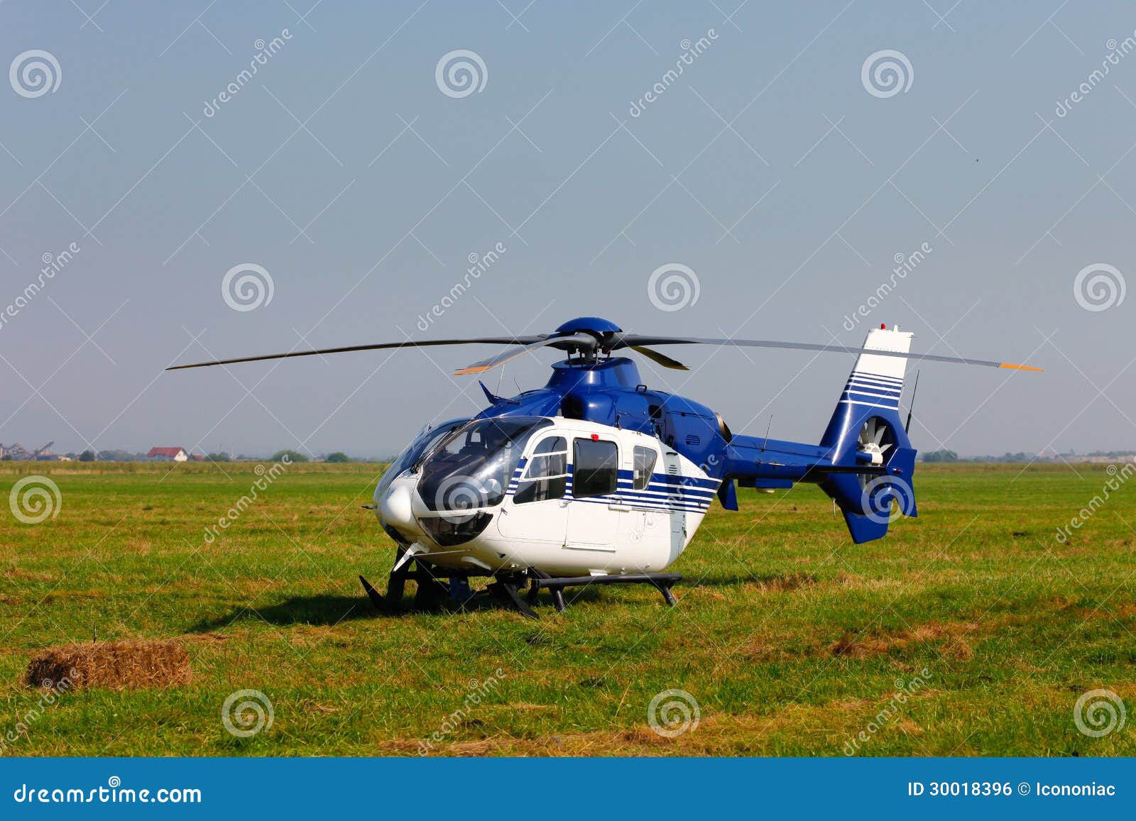 Blue helicopter on field stock photo. Image of chop, vehicle - 30018396