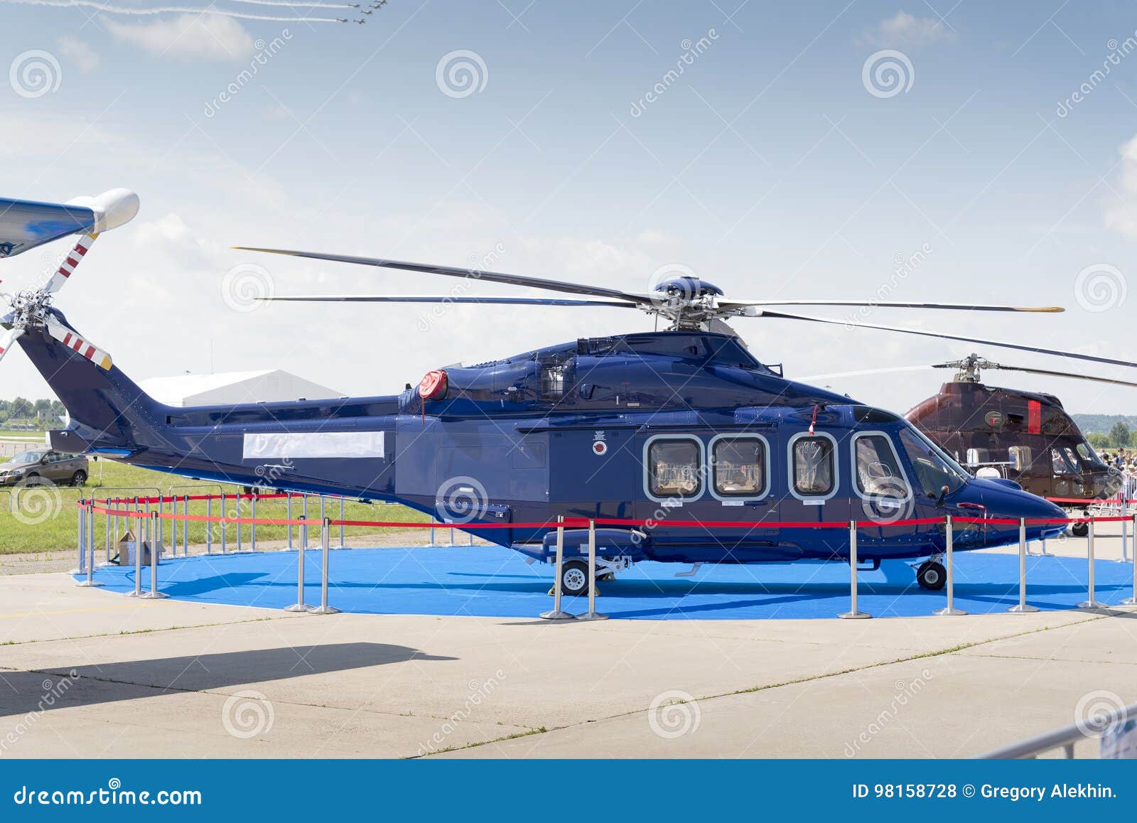 Blue Helicopter at the International Exhibition. Editorial Stock Photo ...