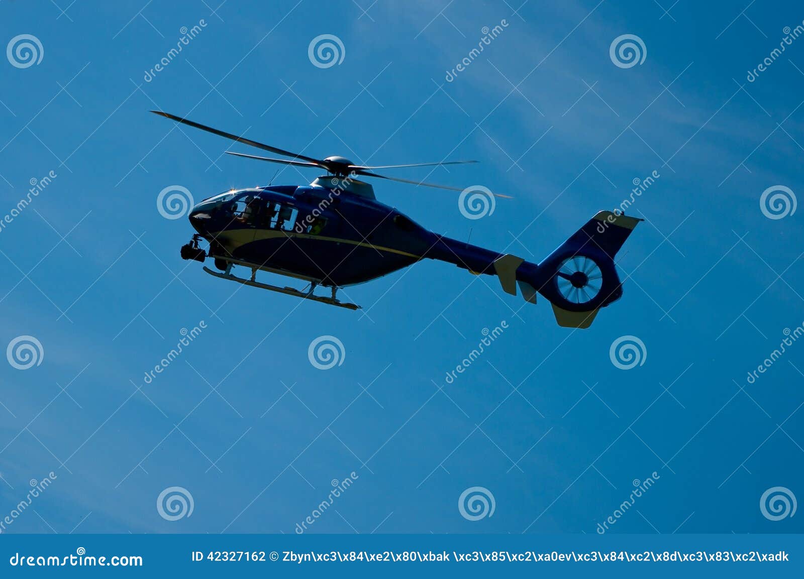 Blue helicopter. stock photo. Image of airman, fare, engineering - 42327162