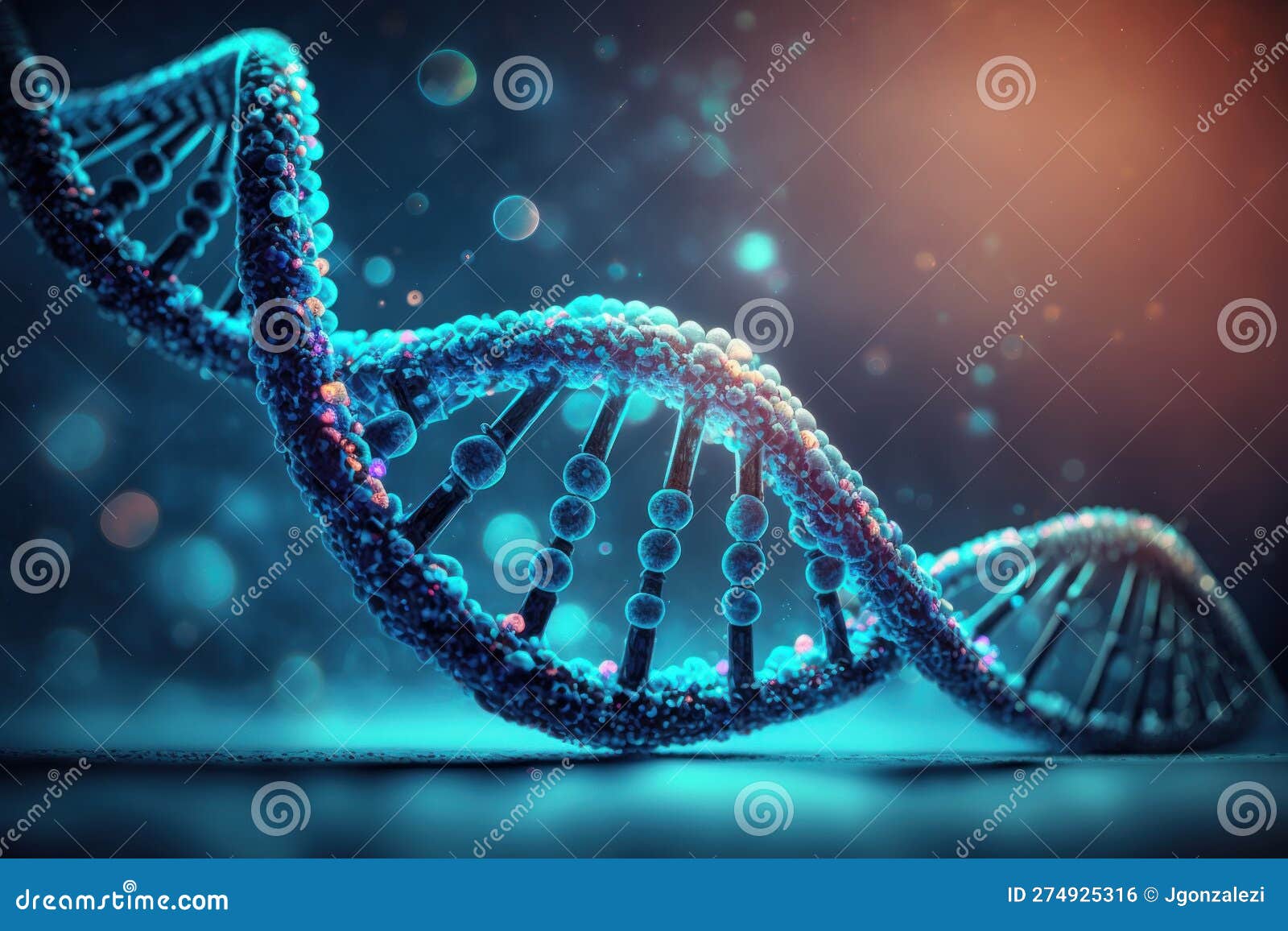 Blue DNA Helix Realistic Model Genome Molecule Educative Material ...