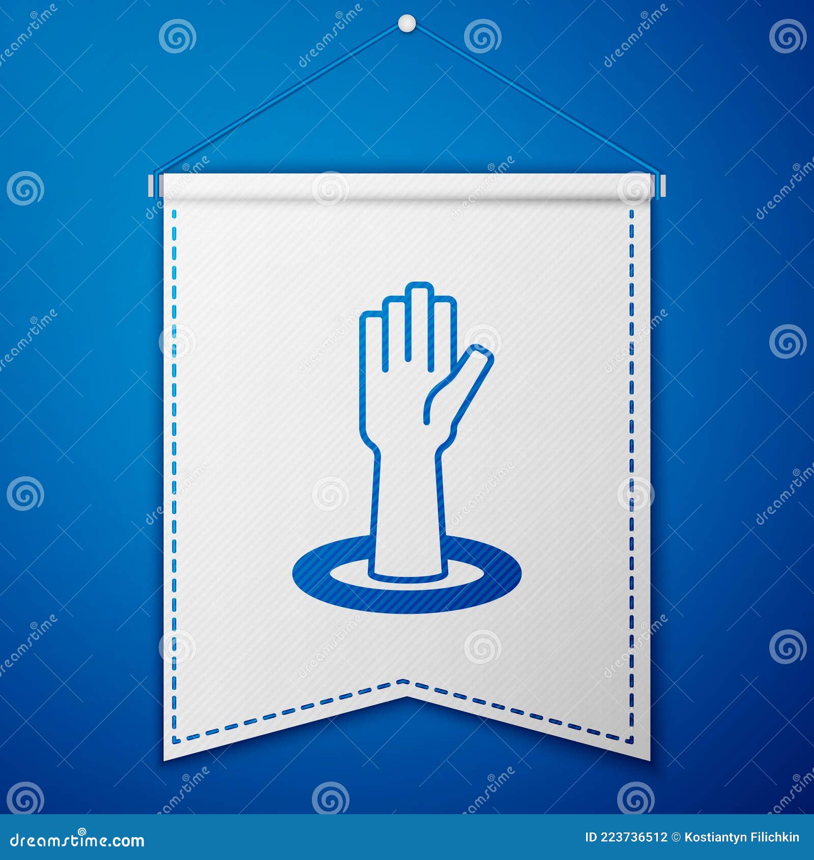 Blue Helping Hand Icon Isolated on Blue Background. White Pennant ...