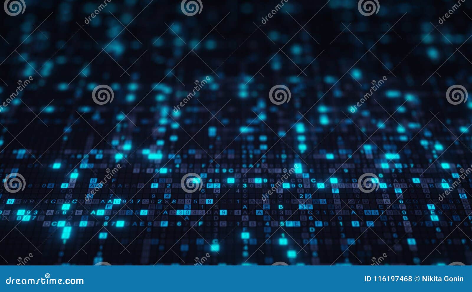 Blue Hexadecimal Digit Code Information Technology Concept Stock Illustration - Illustration of ...