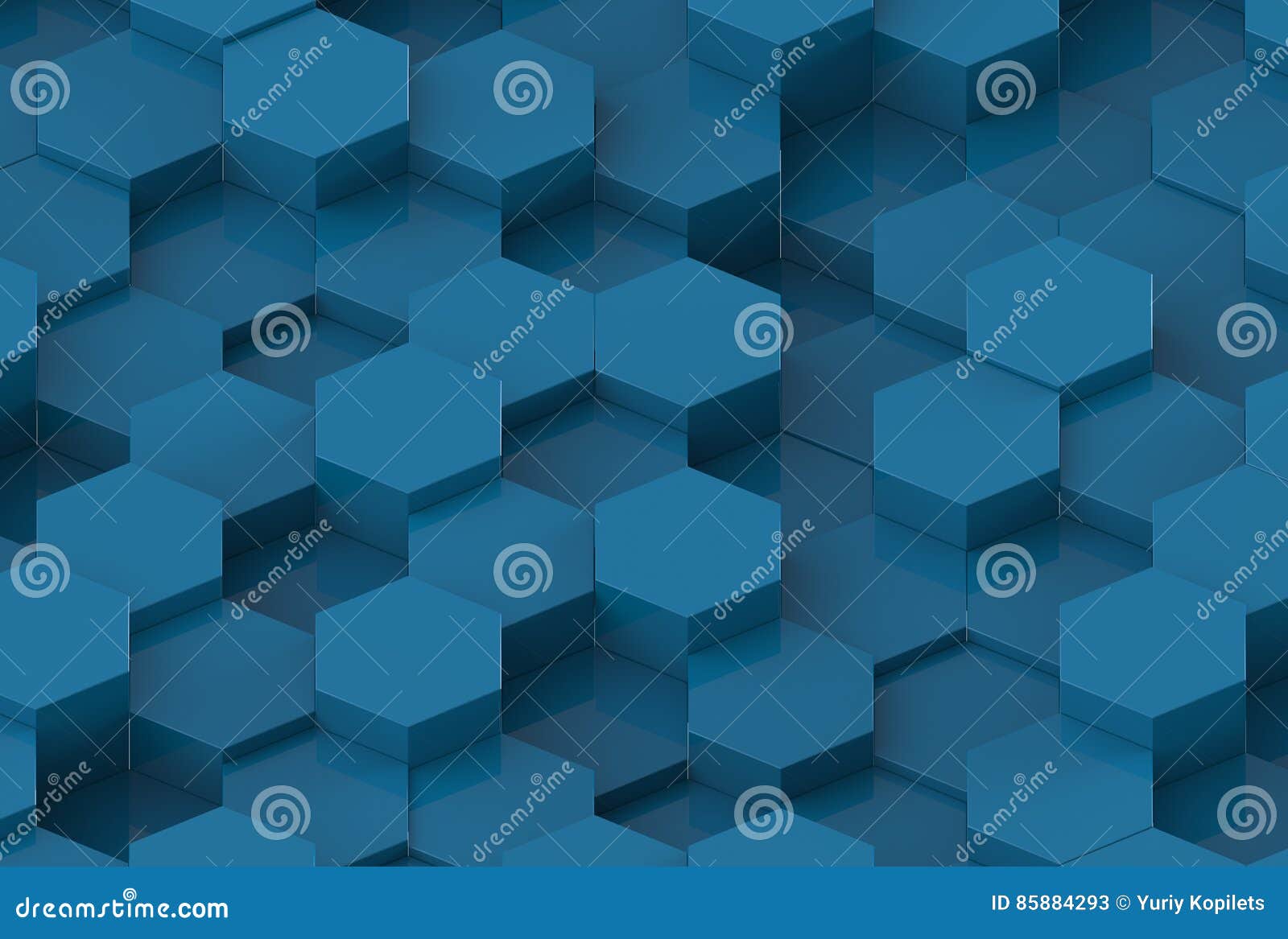 Blue Hexagon Background Texture. 3d Render Stock Illustration ...