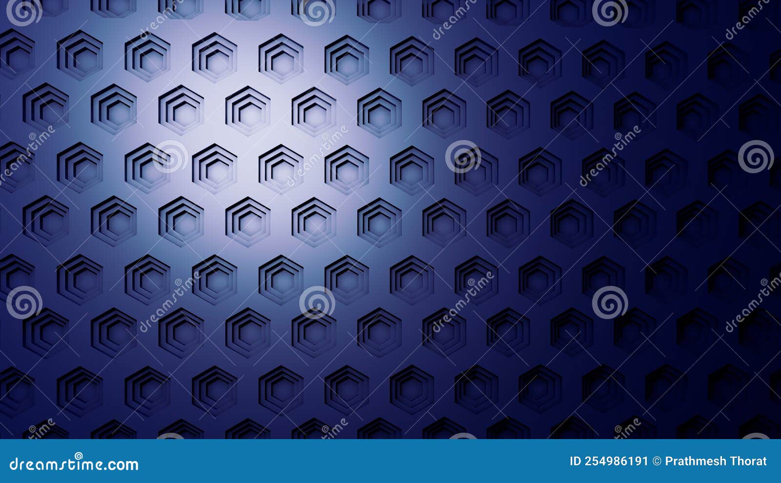 Blue Hexagon Concentric Pattern Background with Shadows. 3D ...