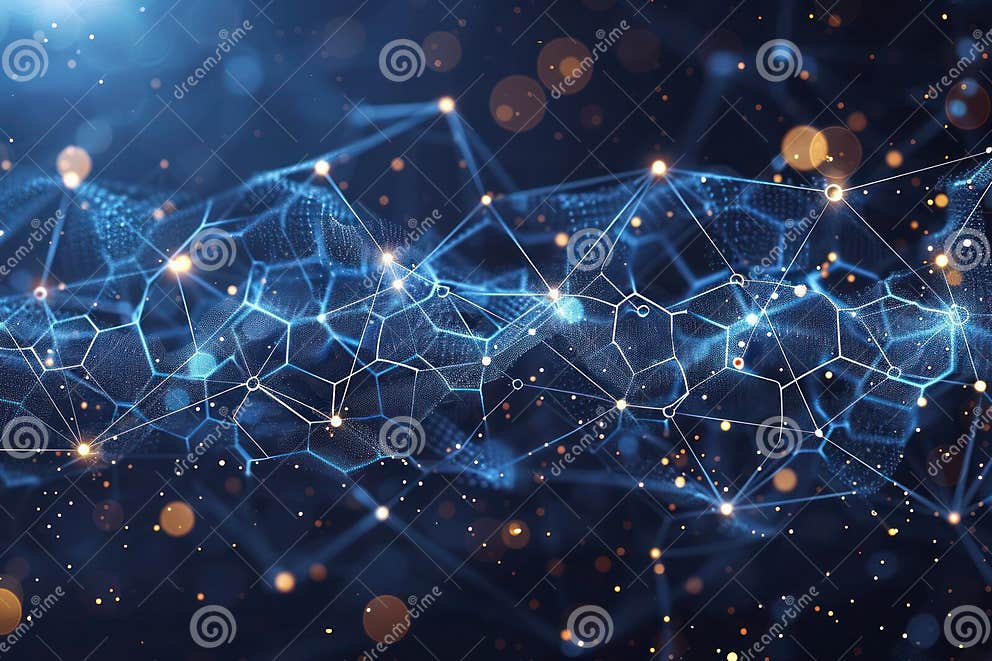 Blue Hexagon Connection: Abstract Vector Background with ...