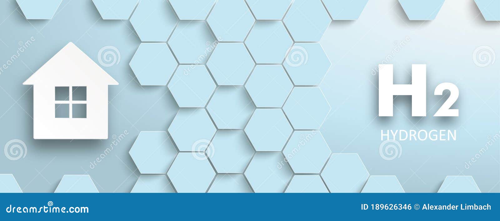 Blue Hexagon Structure House H2 Hydrogen Header Stock Vector ...